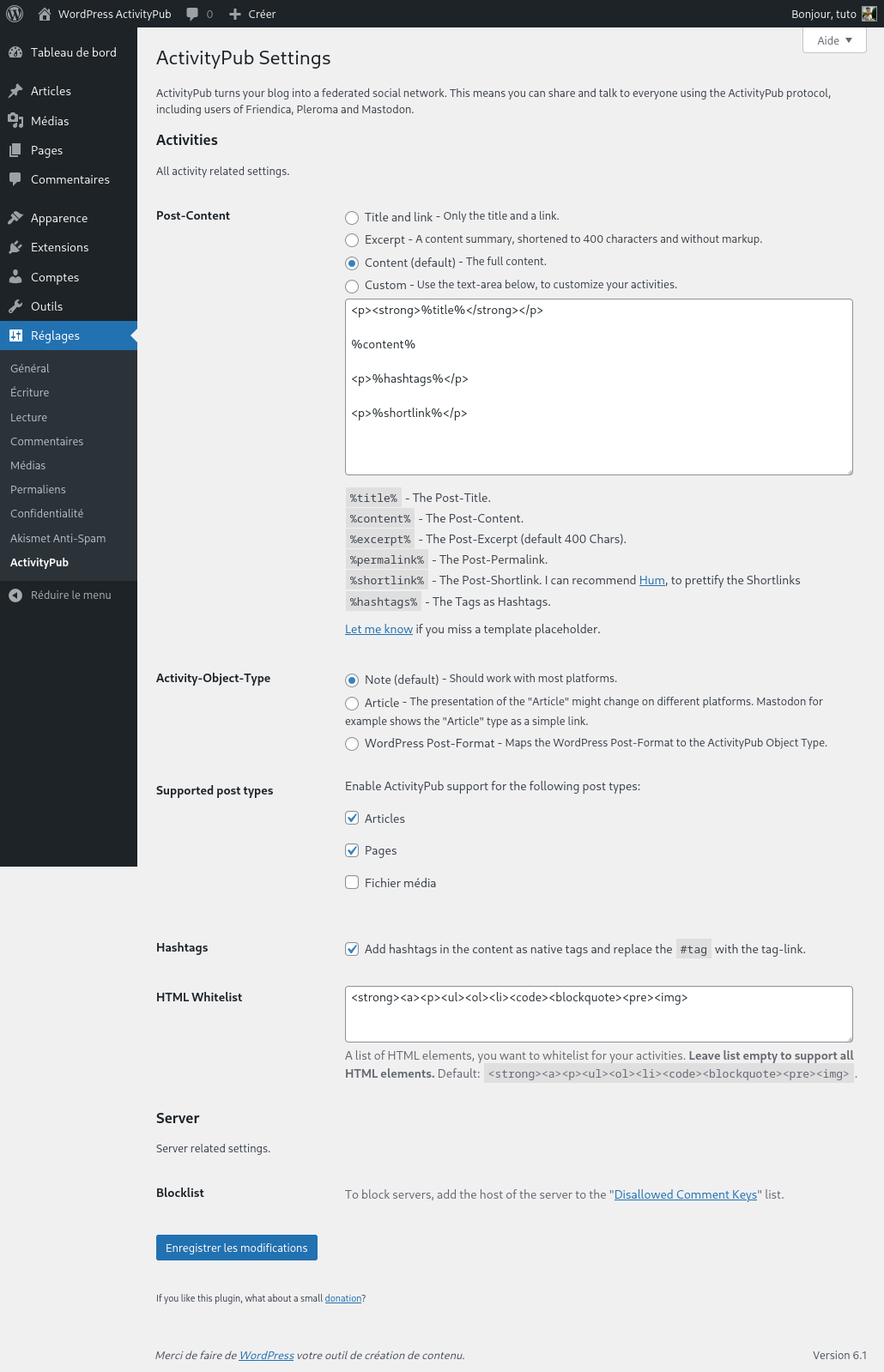 WordPress ActivityPub – Connecter son blog à la fediverse